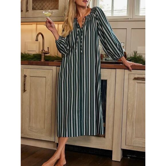 LAKE | Dresses | Lake Hammock Midi Dress Large Conifer Stripe Green ...